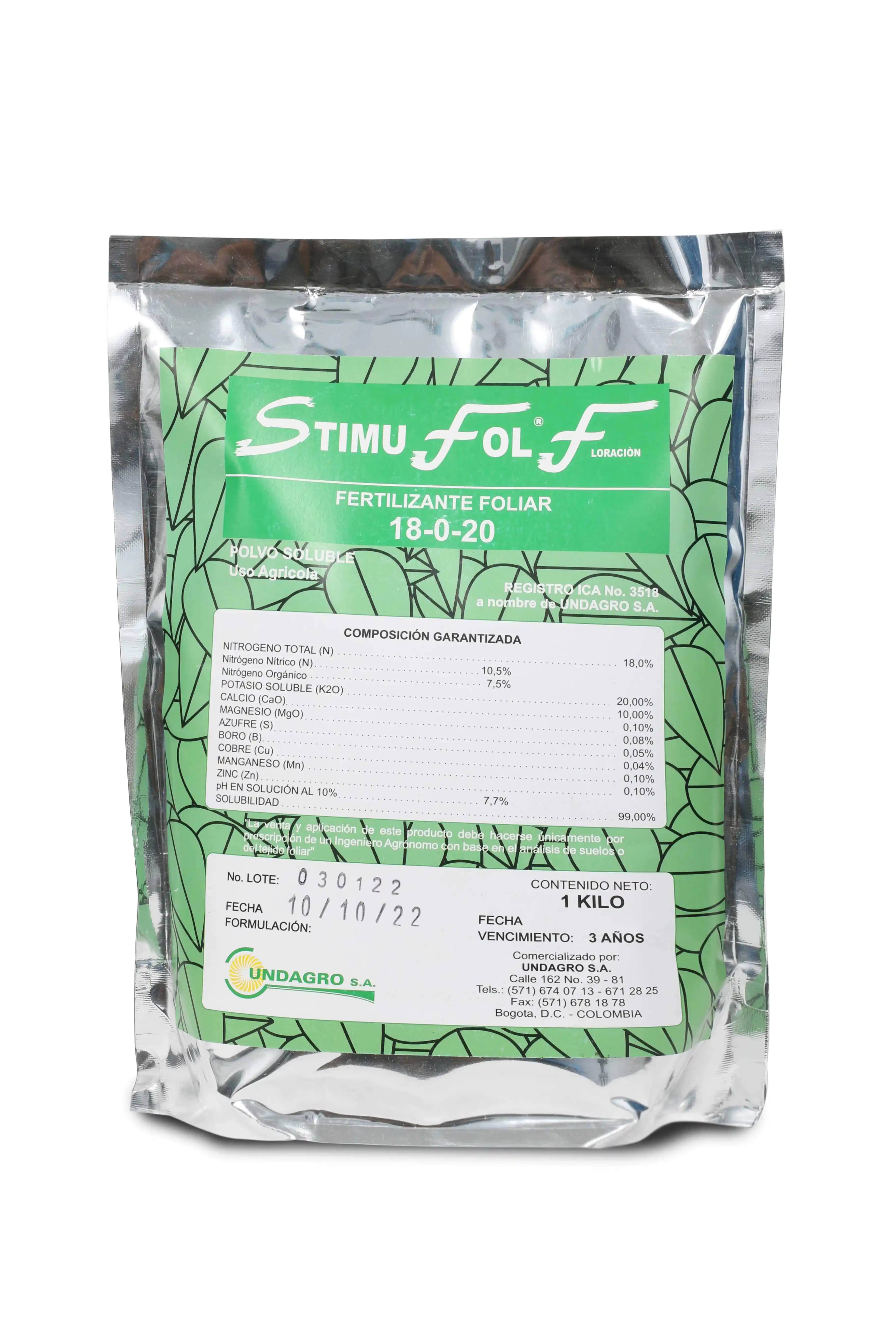 Fertilizante Hidrosoluble Stimufol 18-0-20 x 1 Kg | Croper