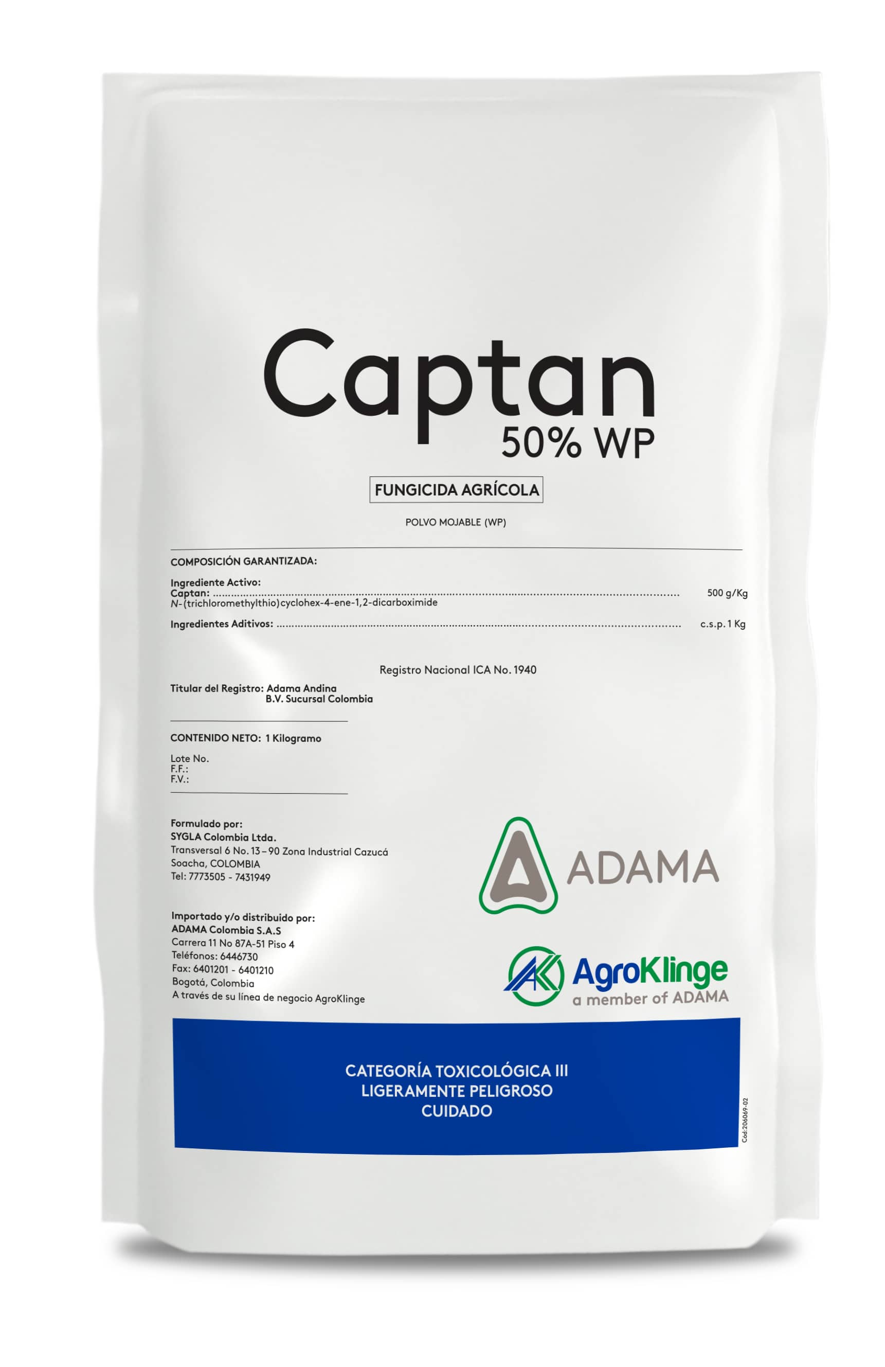 Fungida Captan 50 WP x 1 Kg - Adama | Croper