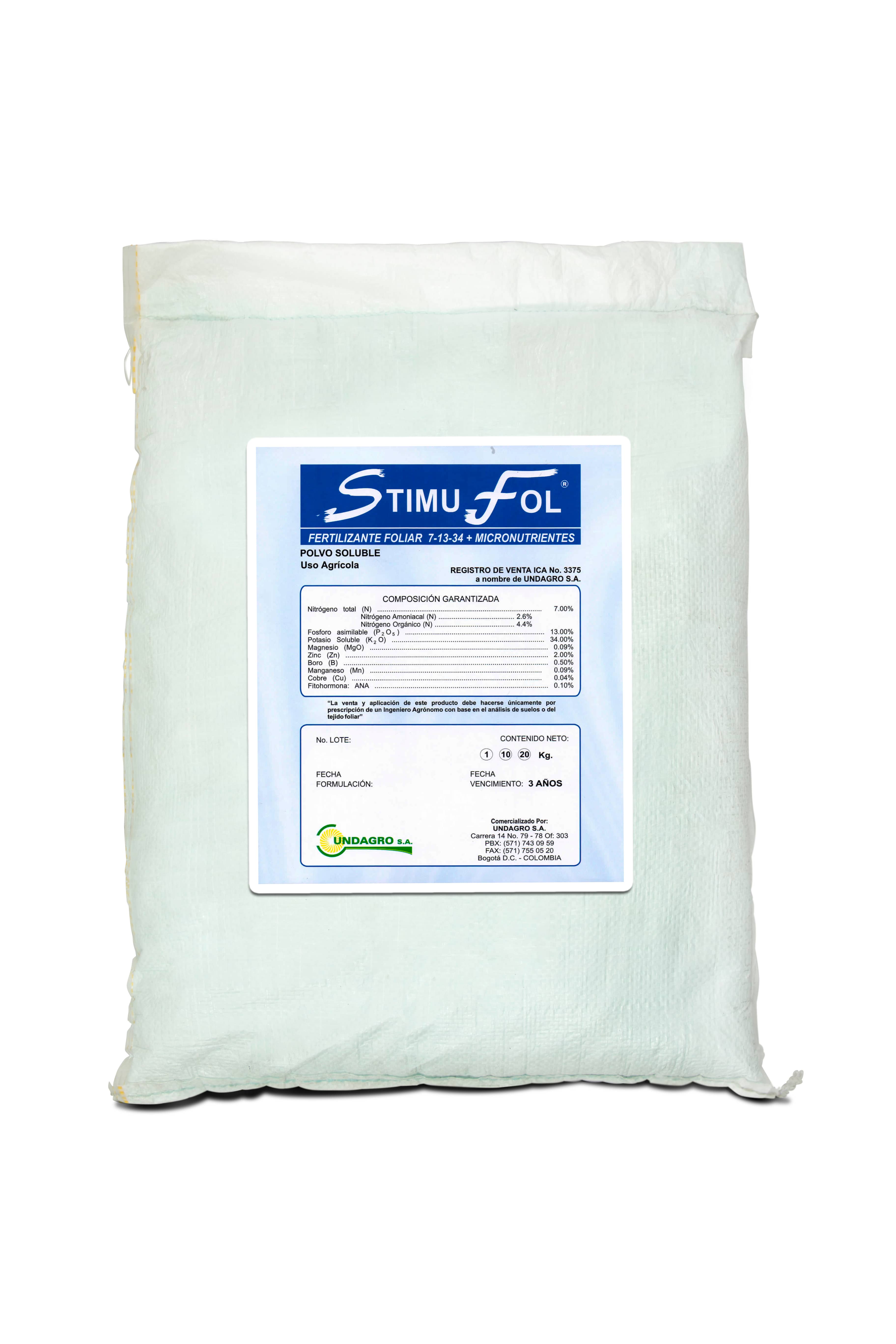 Fertilizante Hidrosoluble Stimufol 7-13-34 x 20 Kg | Croper