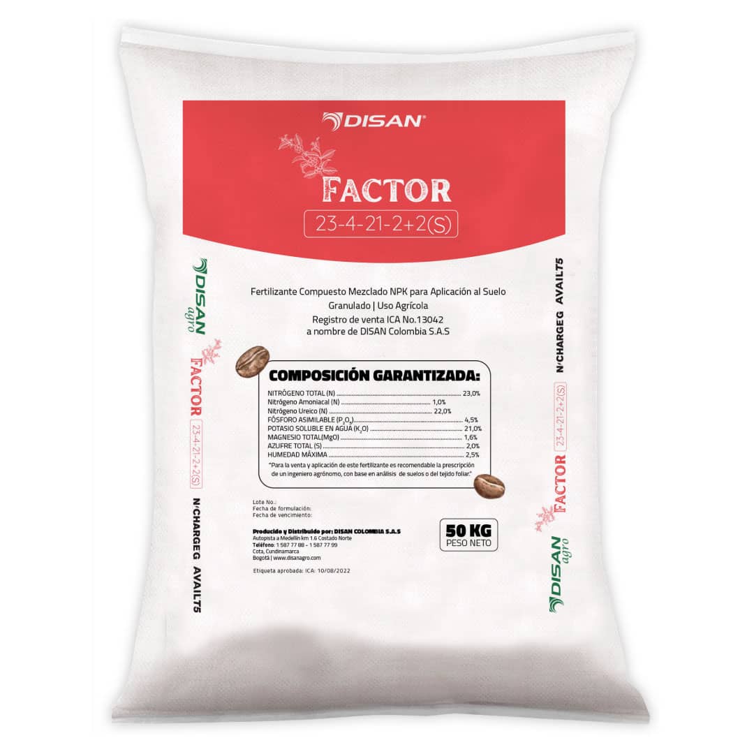Fertilizante Disan Factor 23-4-21-2+2 S 50kg - Potasio para Café | Croper